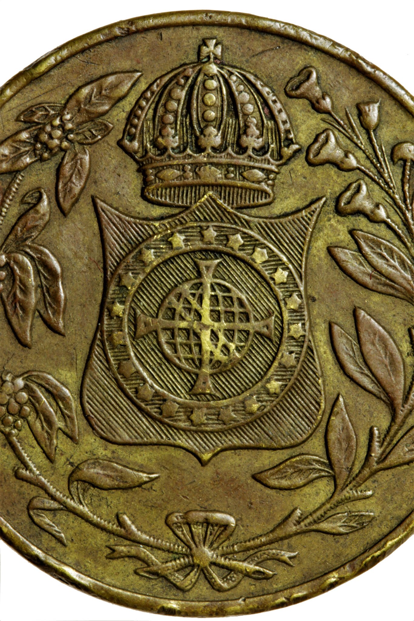 MEDALHA / BOTÃO GAUCHESCO BRASÃO DO IMPÉRIO – SÉCULO XIX – MP Militaria