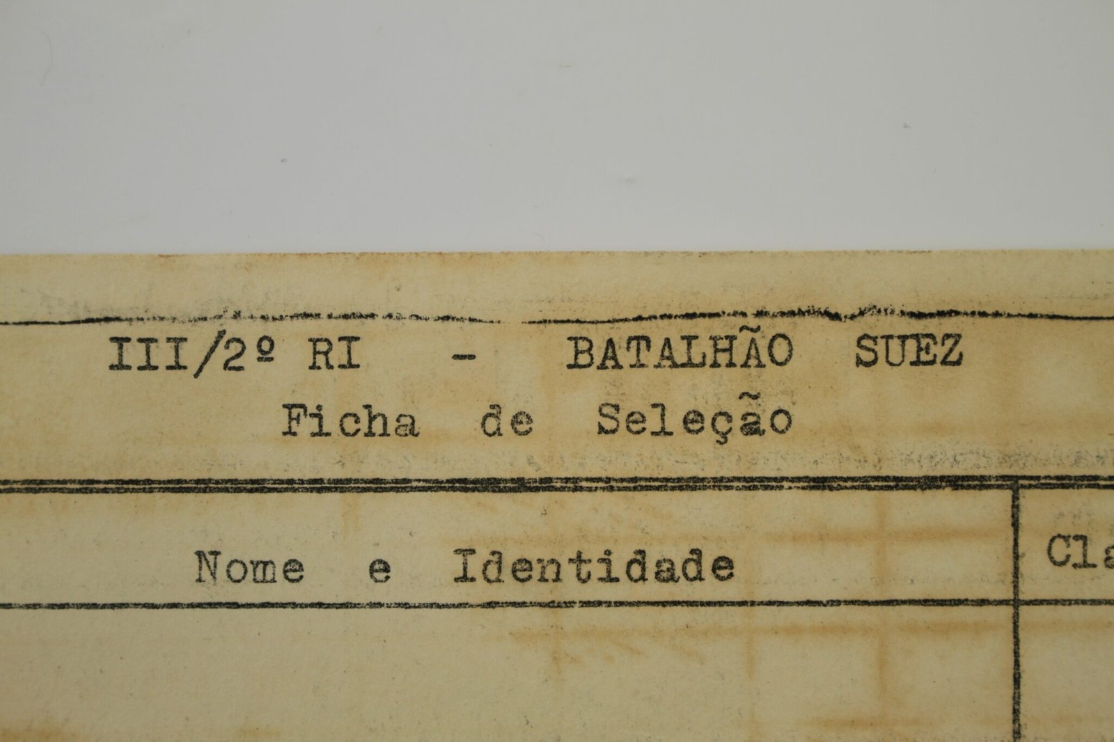 FICHA DE SELEÇÃO DO BATALHÃO SUEZ – MP Militaria